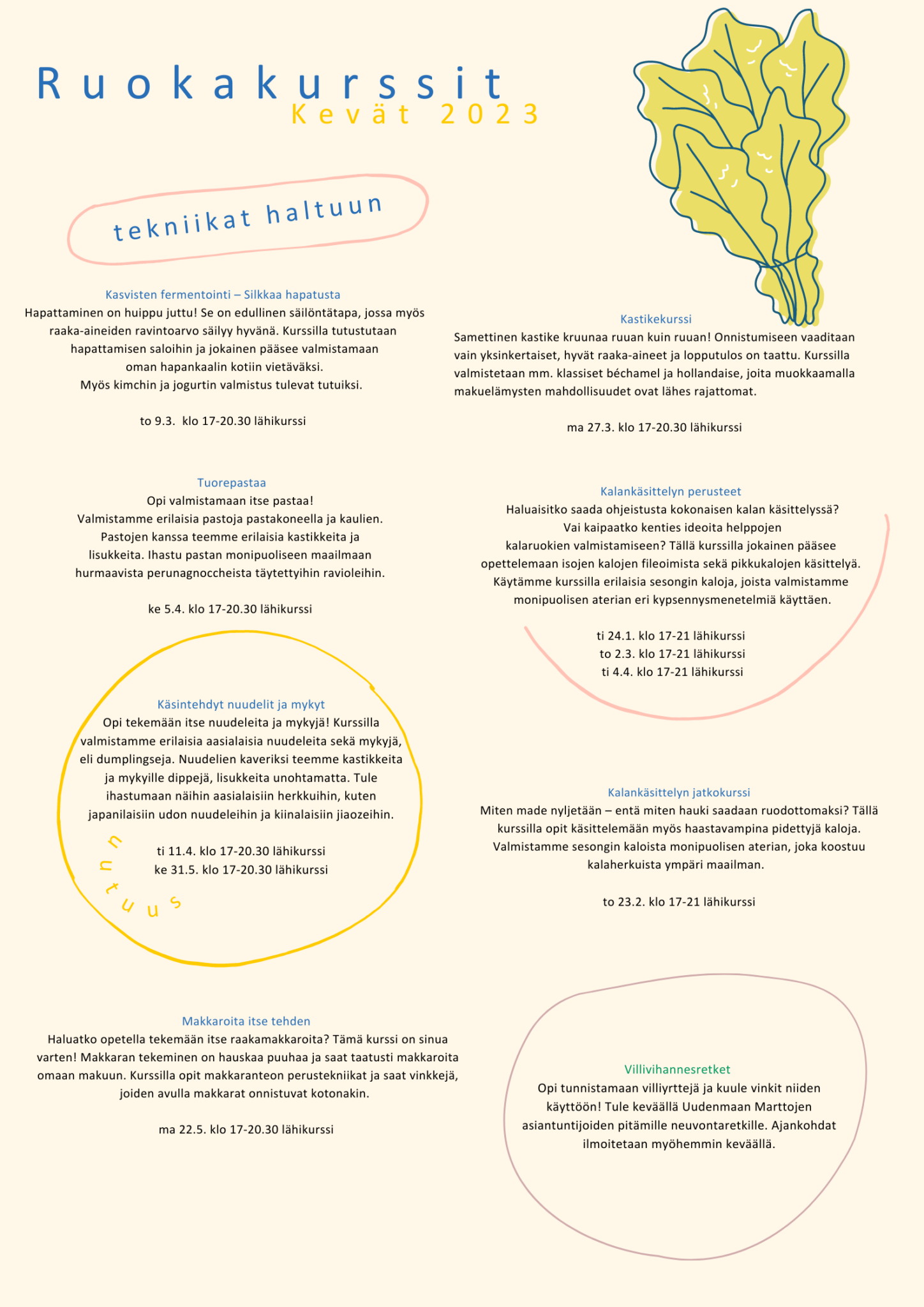 Kevään 2023 kurssiohjelma! | Uusimaa